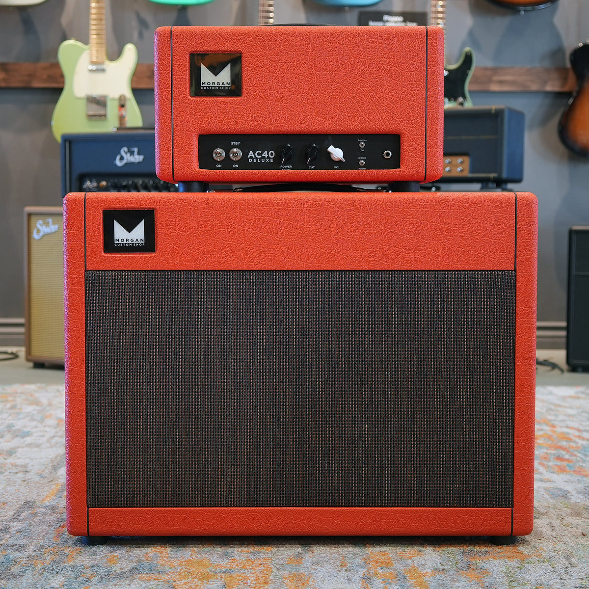 Morgan Custom Red AC40 Deluxe Head and 2x12 Cab – Angel City Guitars